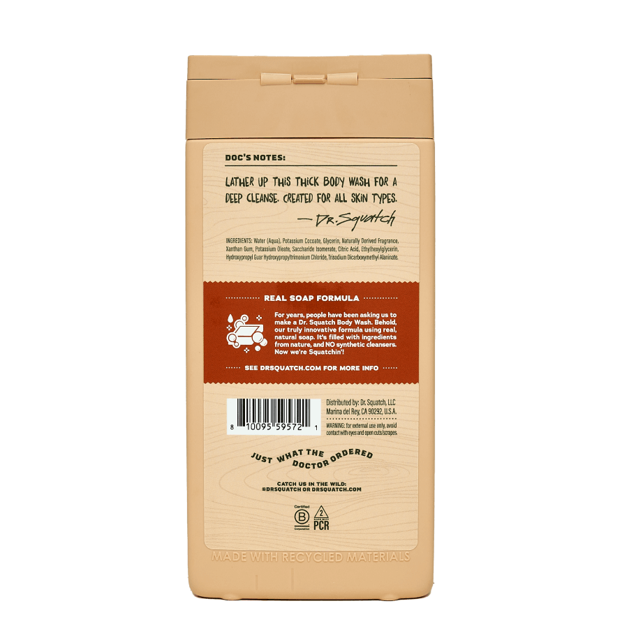 14 oz Wood Barrel Bourbon Exfoliating Body Wash - Dr. Squatch
